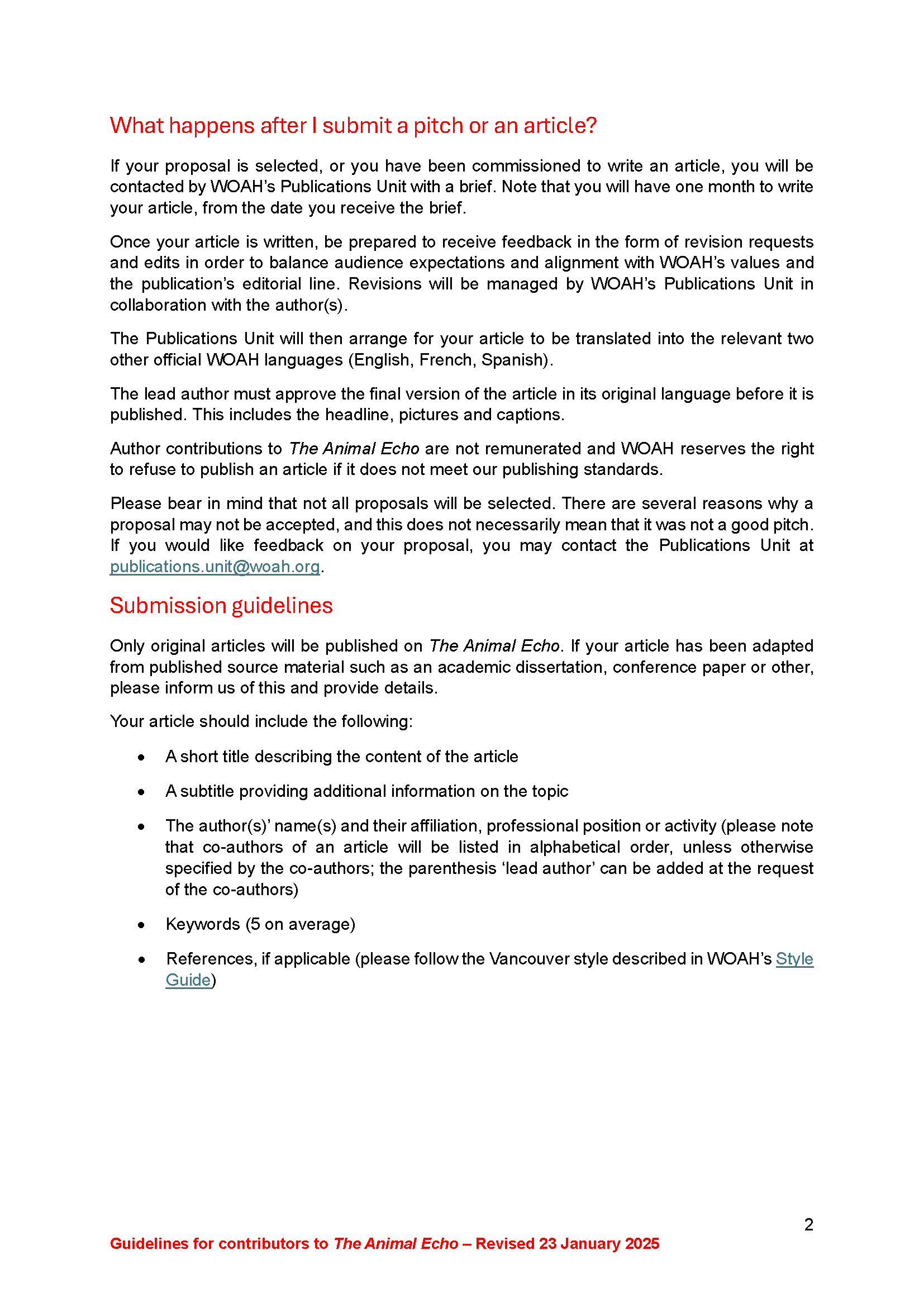 Submission Guidelines - The Animal Echo